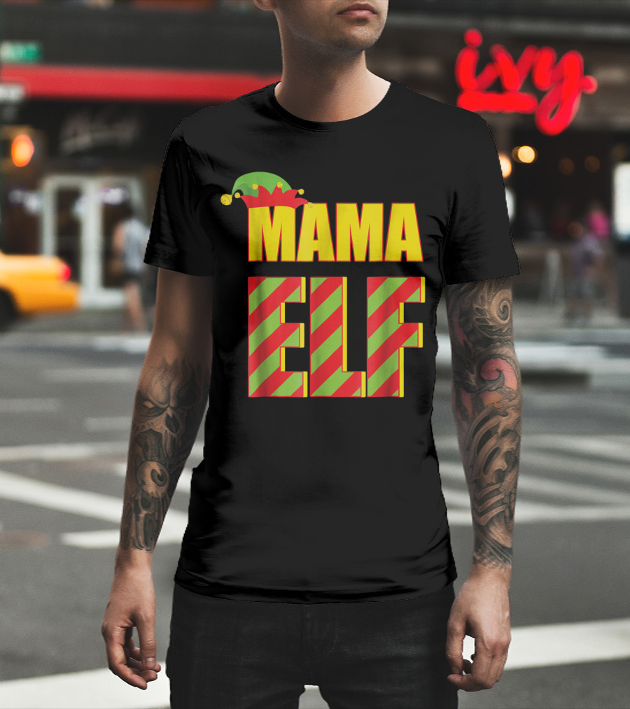 Mama Elf Christmas Family Matching Fun Women T-Shirt