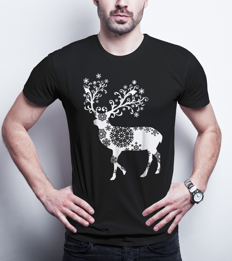 Christmas Mom Daughter Father Son Matching Deer Snowflake Clothing T-Shirt