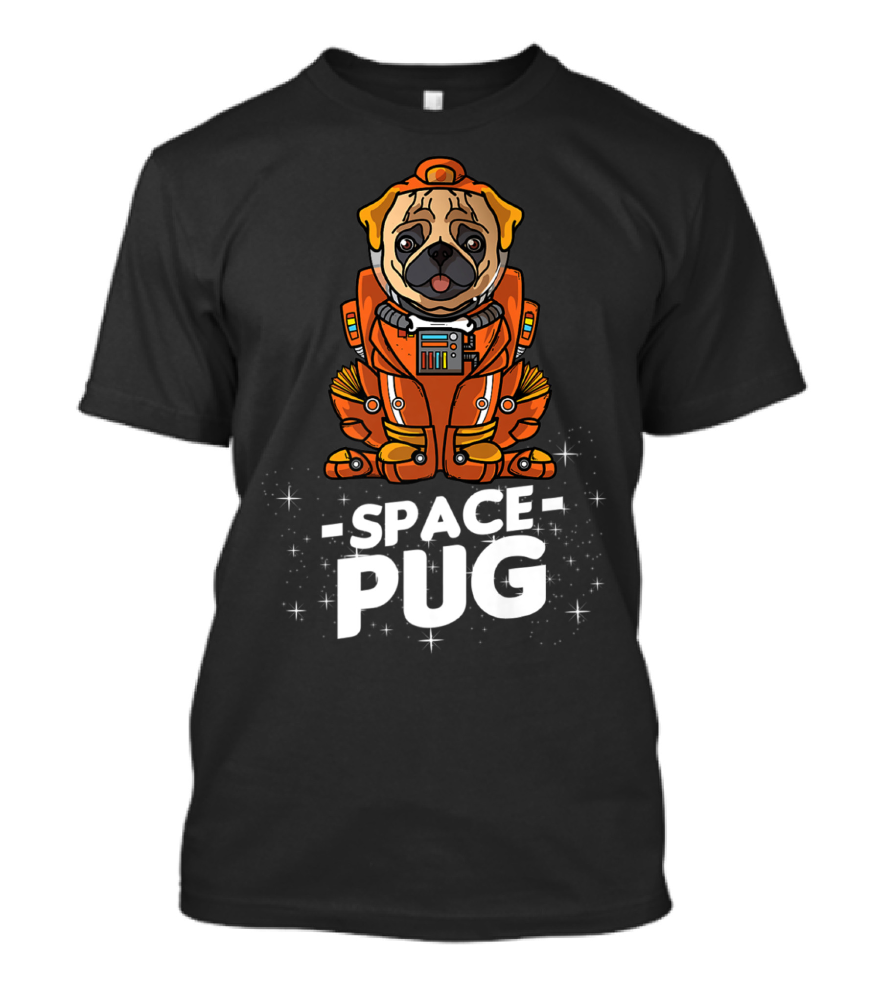 Space Pug Christmas Dog In Astronaut Suit T-Shirt