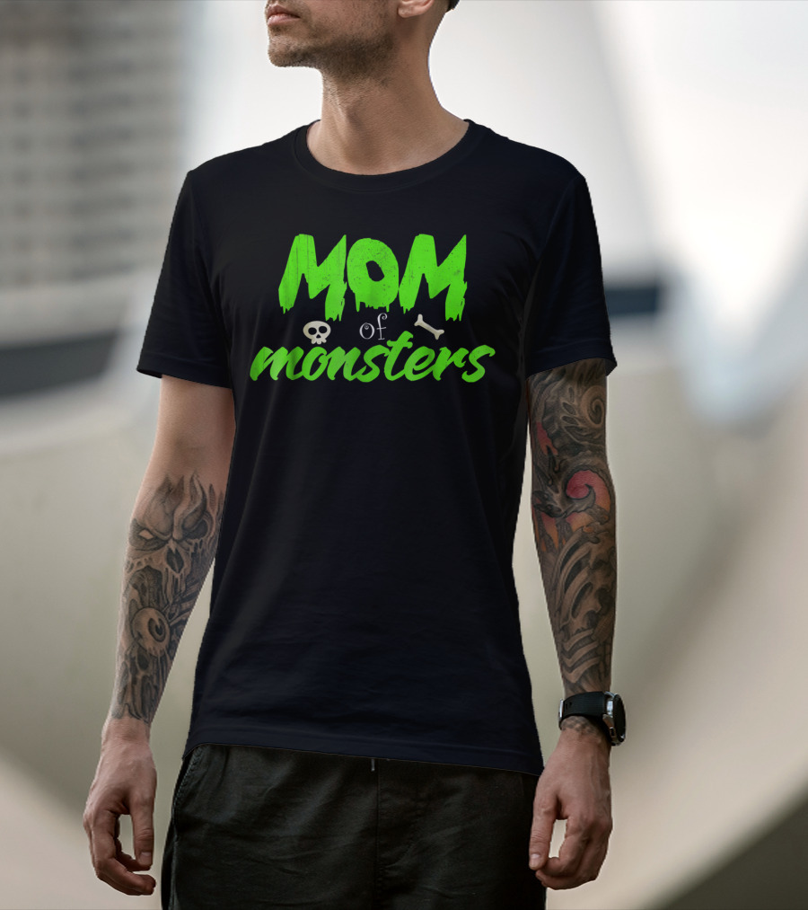 Mom Of Monsters Skull Bone Kids Christmas Girls T-Shirt