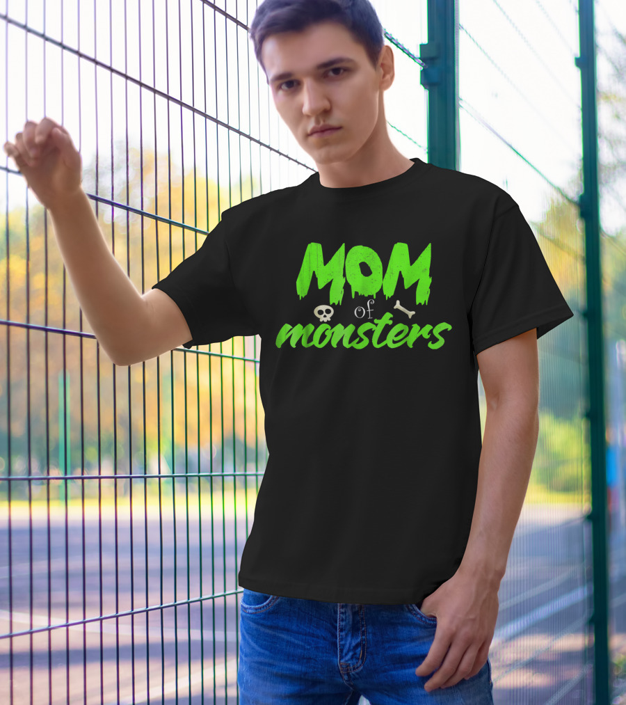 Mom Of Monsters Skull Bone Kids Christmas Girls T-Shirt