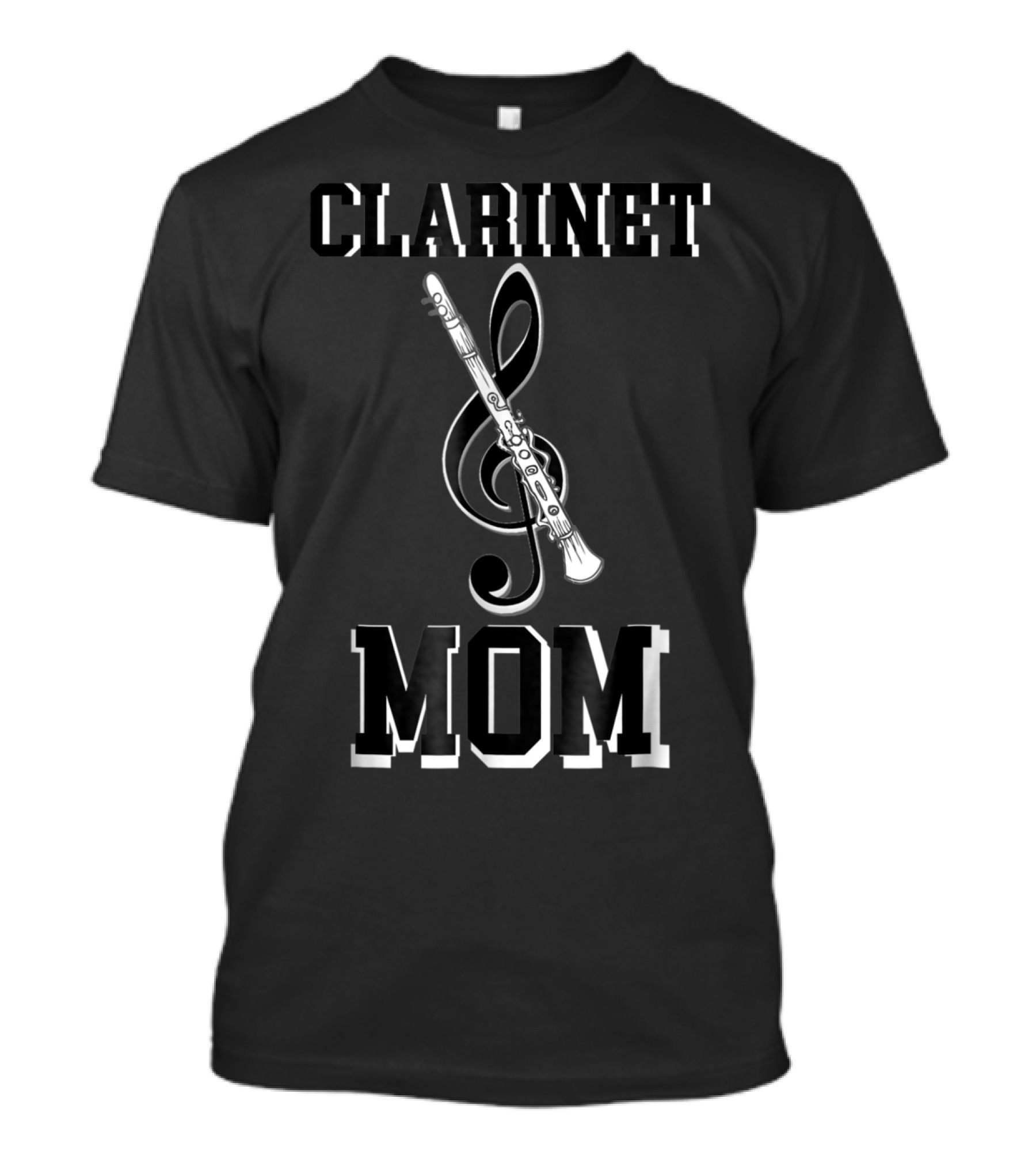 Clarinet Mom Marching Band Instrument School Clef T-Shirt