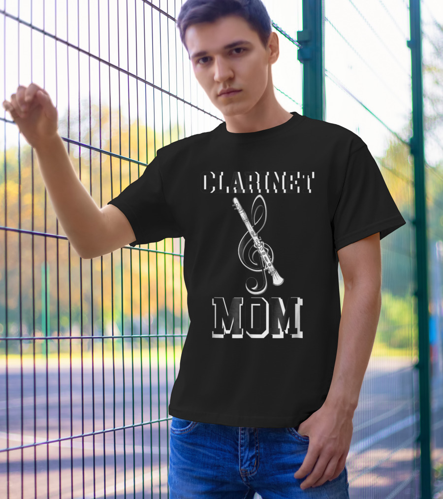 Clarinet Mom Marching Band Instrument School Clef T-Shirt