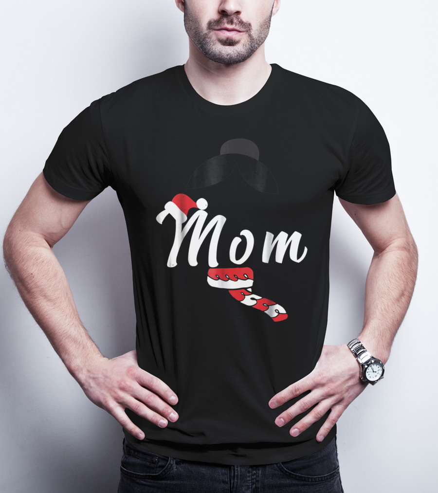 Cool Mom Christmas Santa Hat Candy Cane Family Matching Holiday T-Shirt