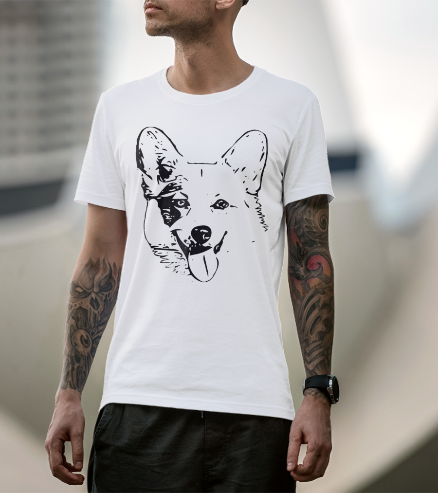Corgi Face Dog Mom Or Dad Black T-Shirt