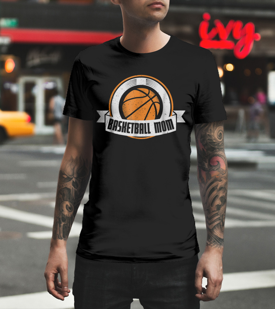 Basketball Mom Cute Basketball Emblem T-Shirt