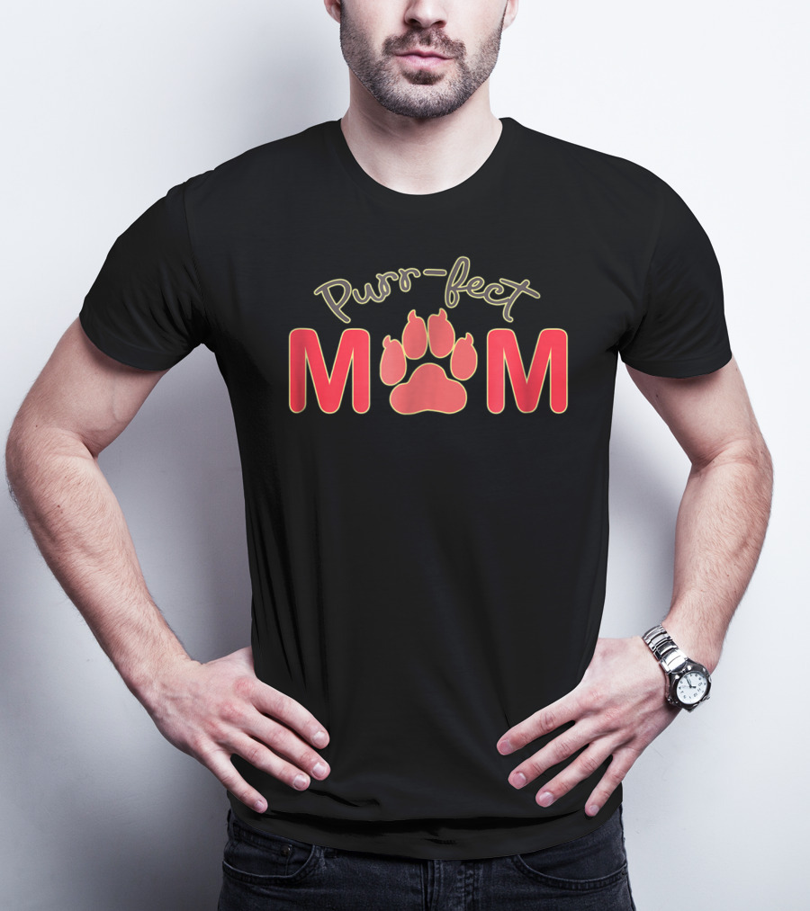 Purr-Fect Mom Cat Paw Print Mother's Day Birthday T-Shirt