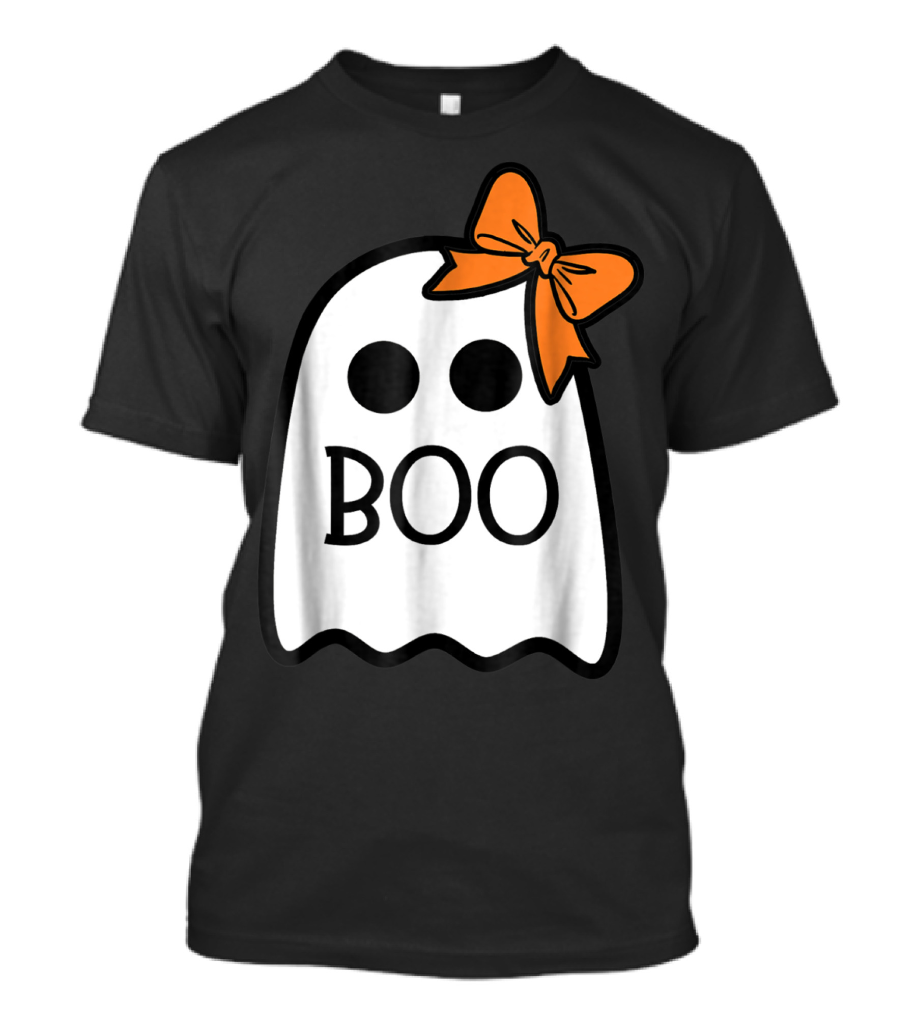 Cute Ghost Boo With Orange Bow For Halloween T-Shirt