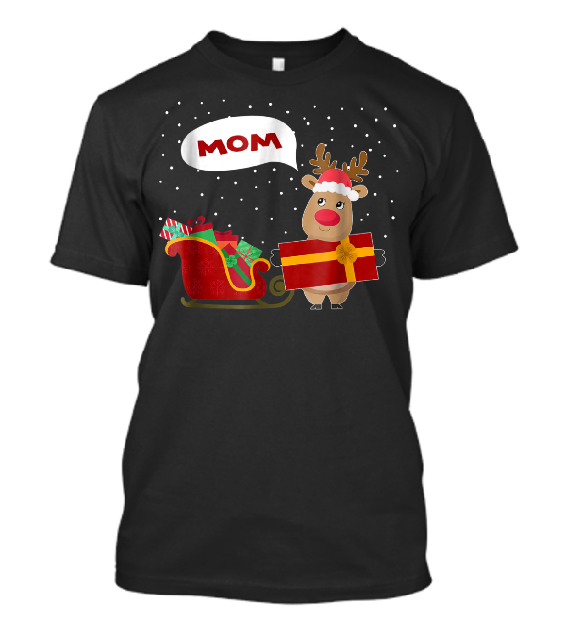 Mom Reindeer With Christmas Gifts And Sleigh T-Shirt