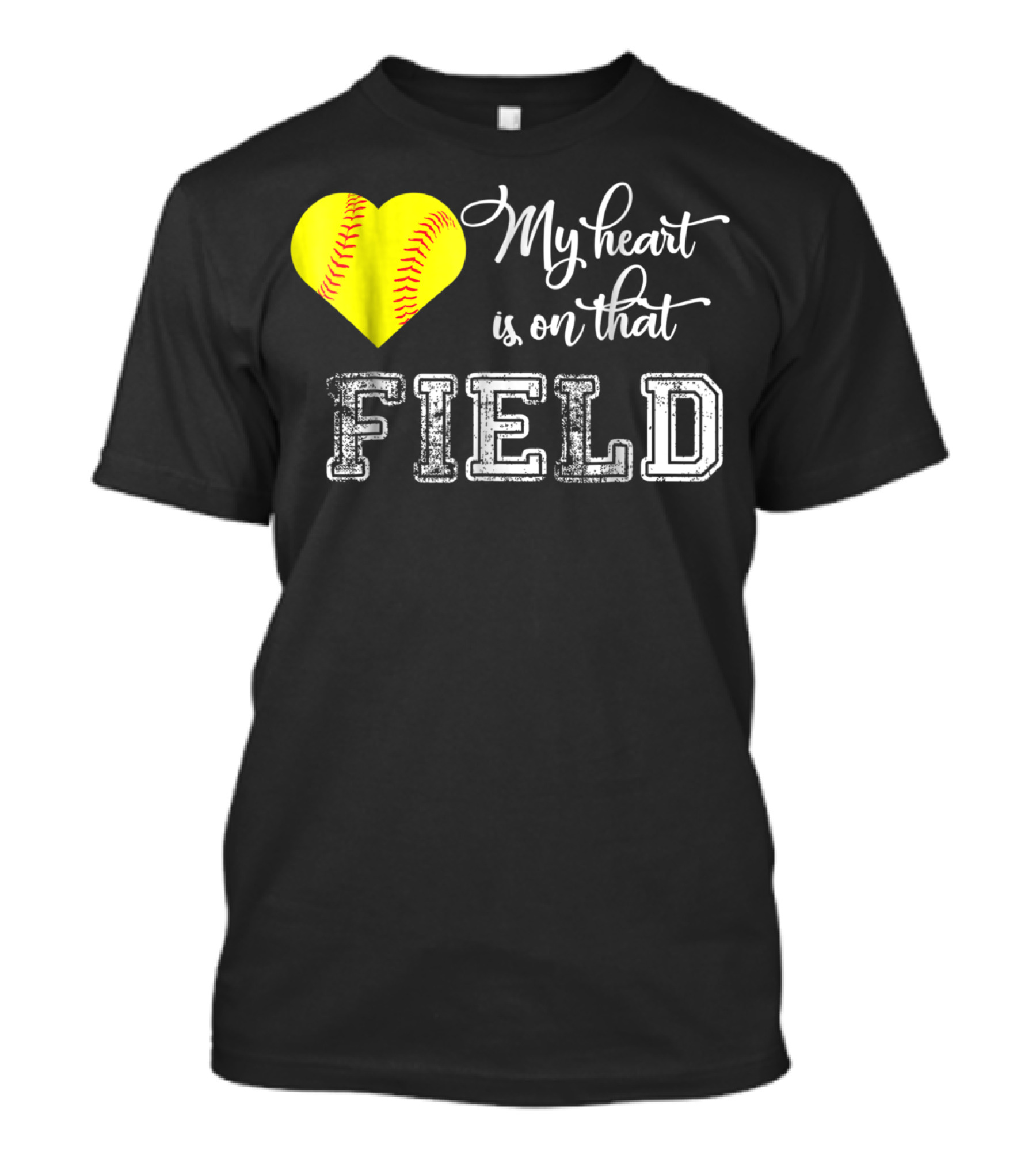 My Heart Is On That Field Softball Heart T-Shirt