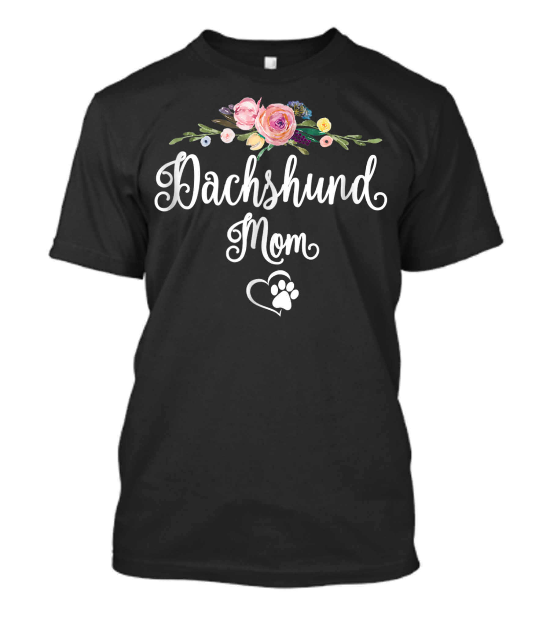 Dachshund Mom Floral Paw Heart T-Shirt