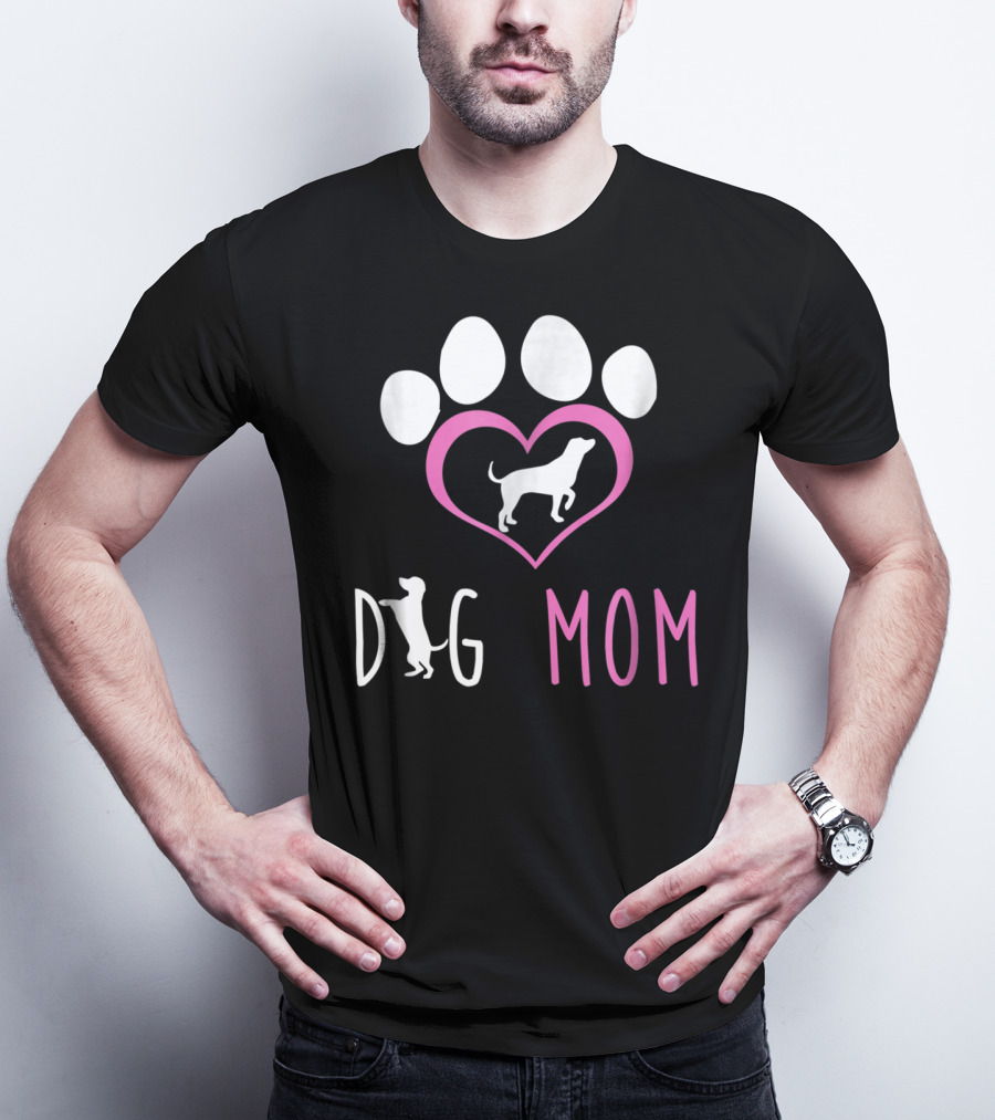 Dog Mom Paw Print Heart Dog Lover Women56 T-Shirt