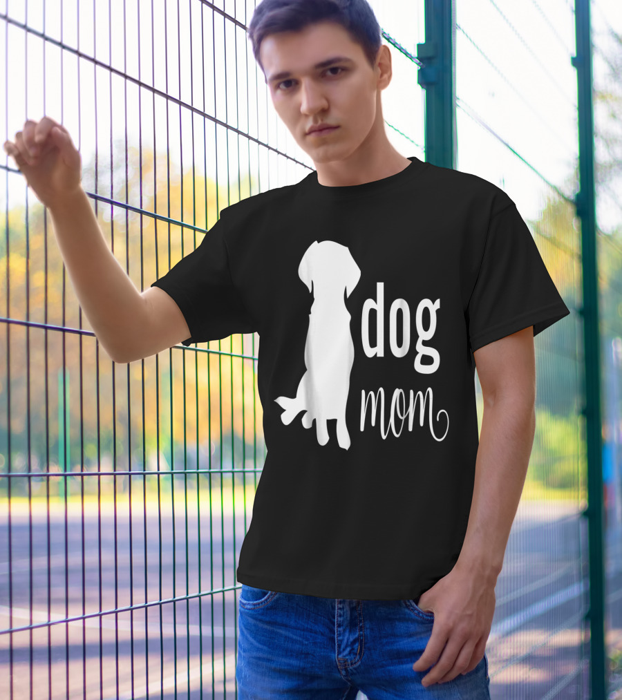 Dog Mom Silhouette White Dog Mom T-Shirt
