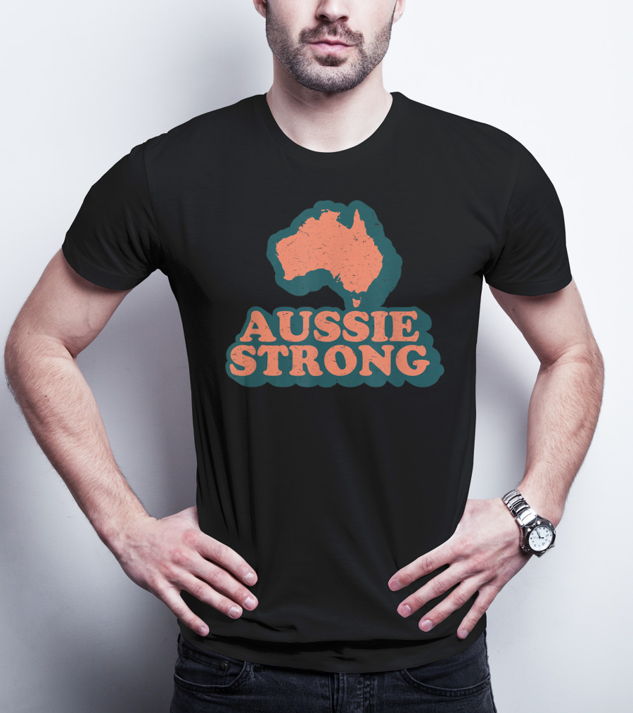 Aussie Strong Retro Support Australia Map T-Shirt