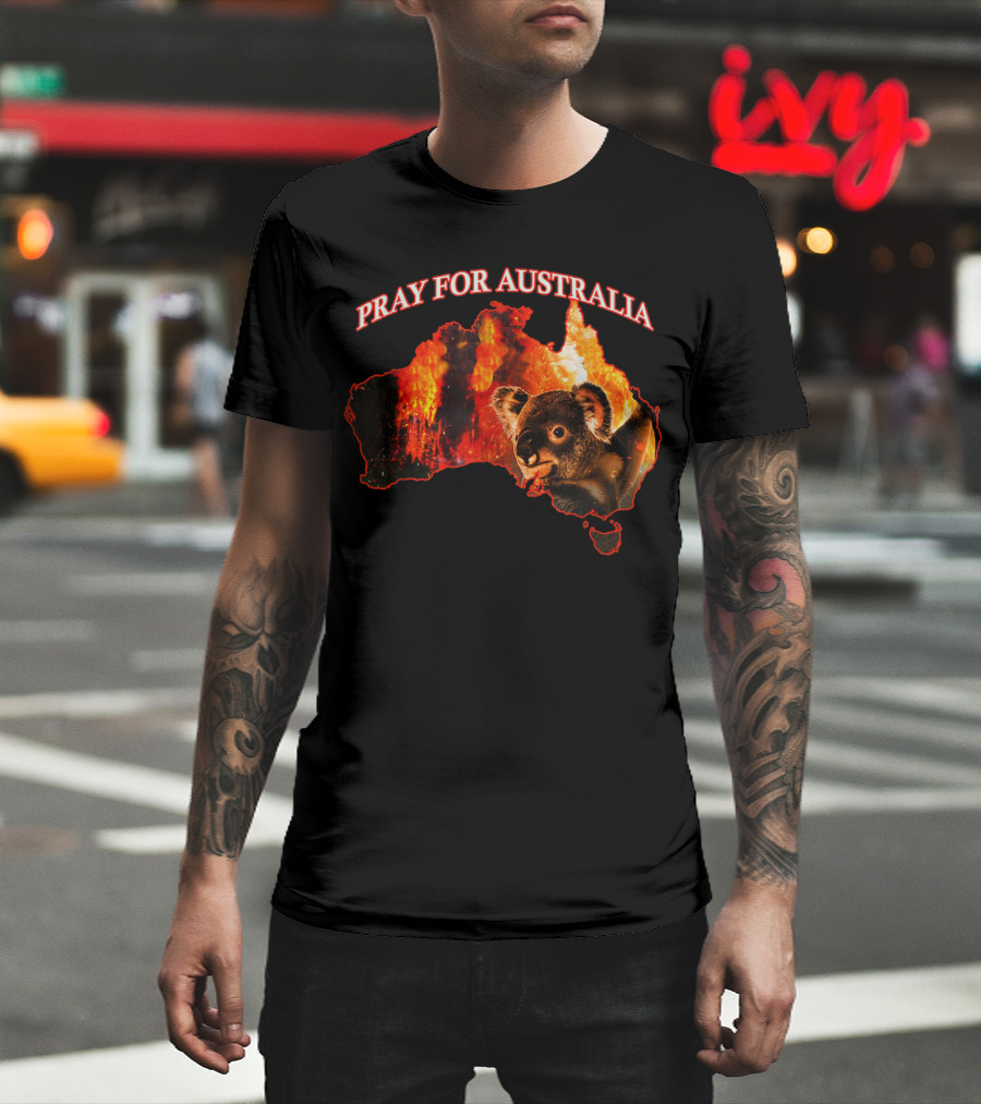 Pray For Australia Australian Koala Fire Map T-Shirt