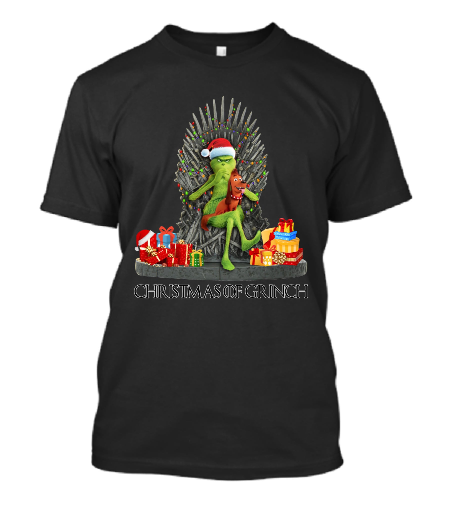 Christmas Of Grinch Iron Throne Santa Hat Gifts T-Shirt