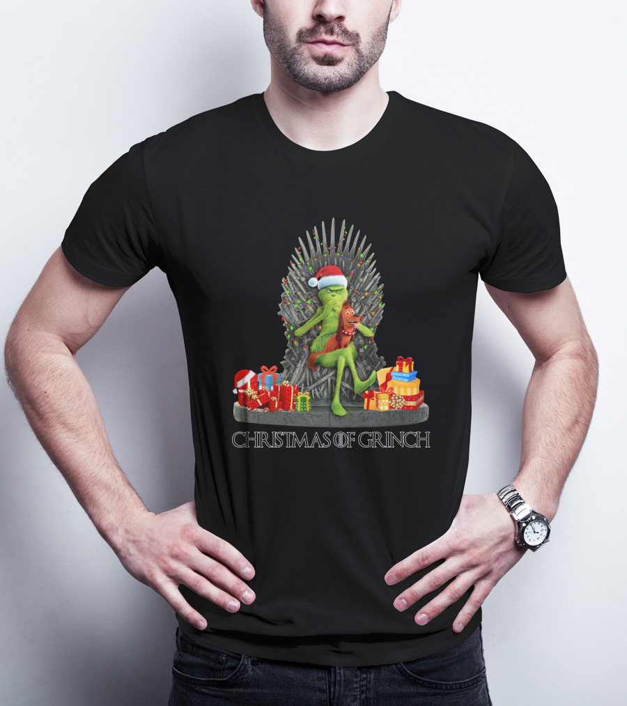 Christmas Of Grinch Iron Throne Santa Hat Gifts T-Shirt