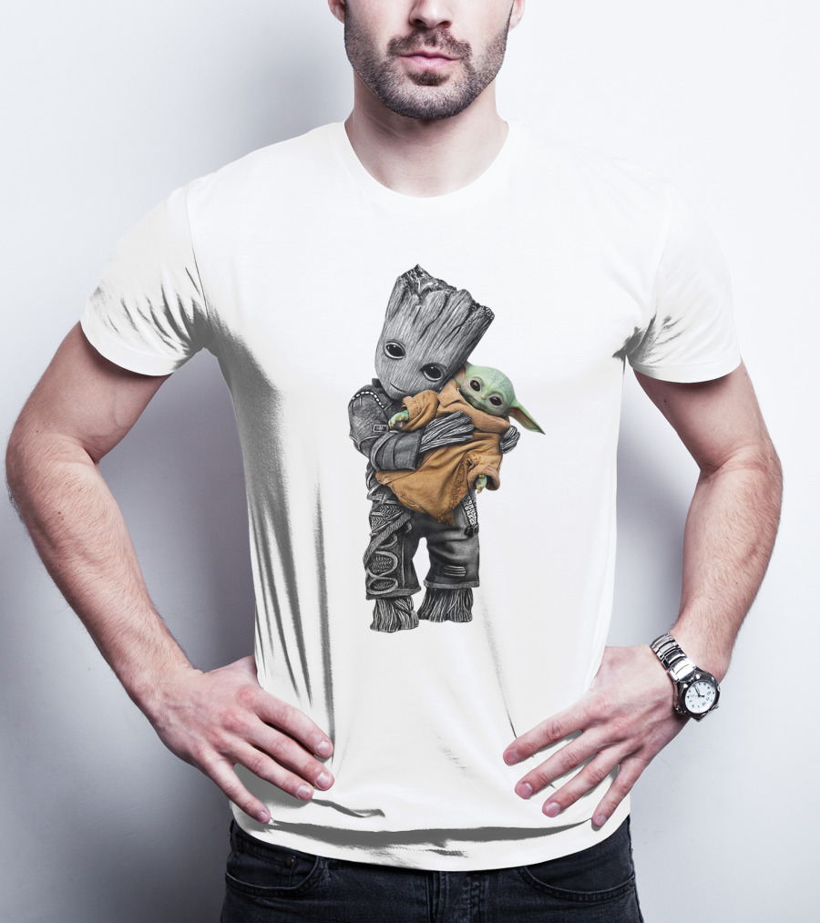 Groot Holding Baby Yoda T-Shirt