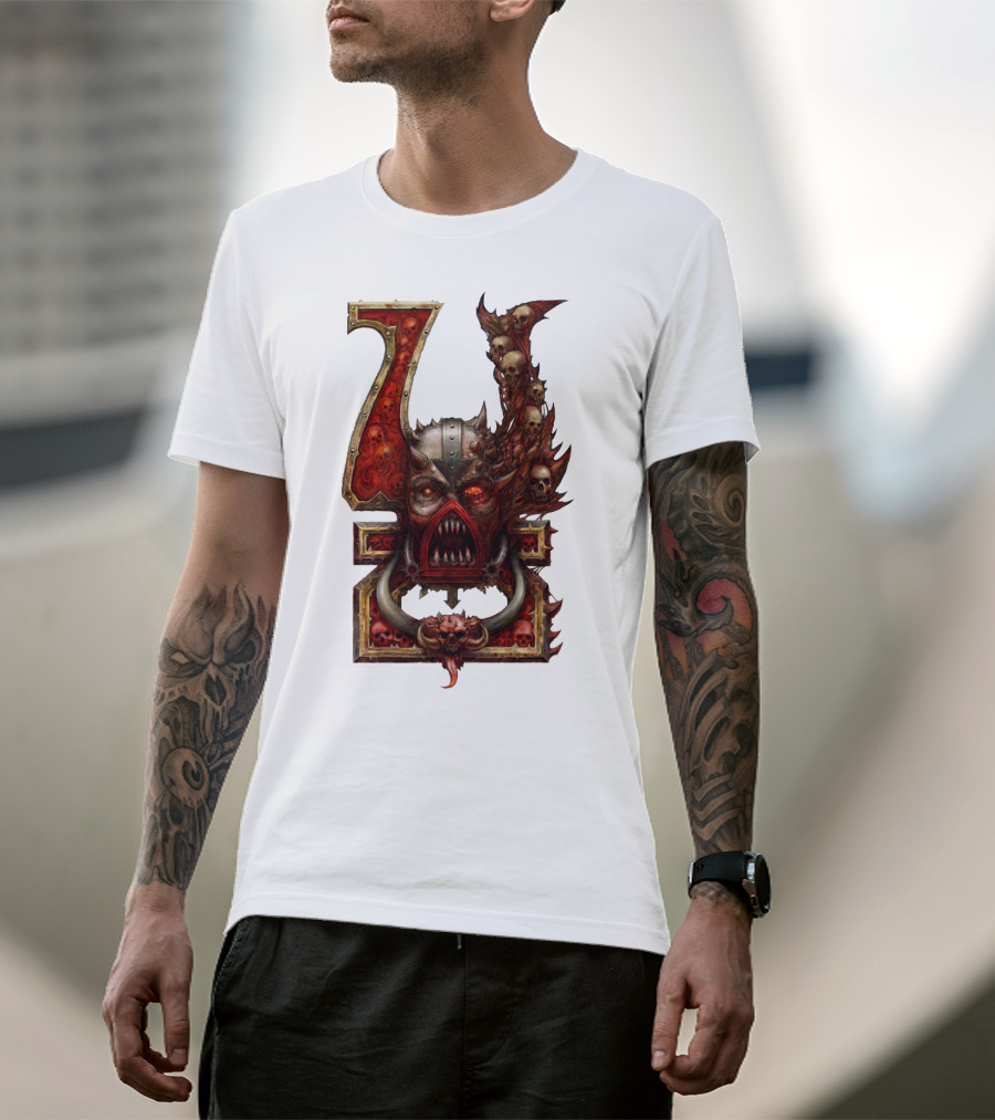 Khorne Chaos Symbol Warhammer 40K Skull Throne T-Shirt