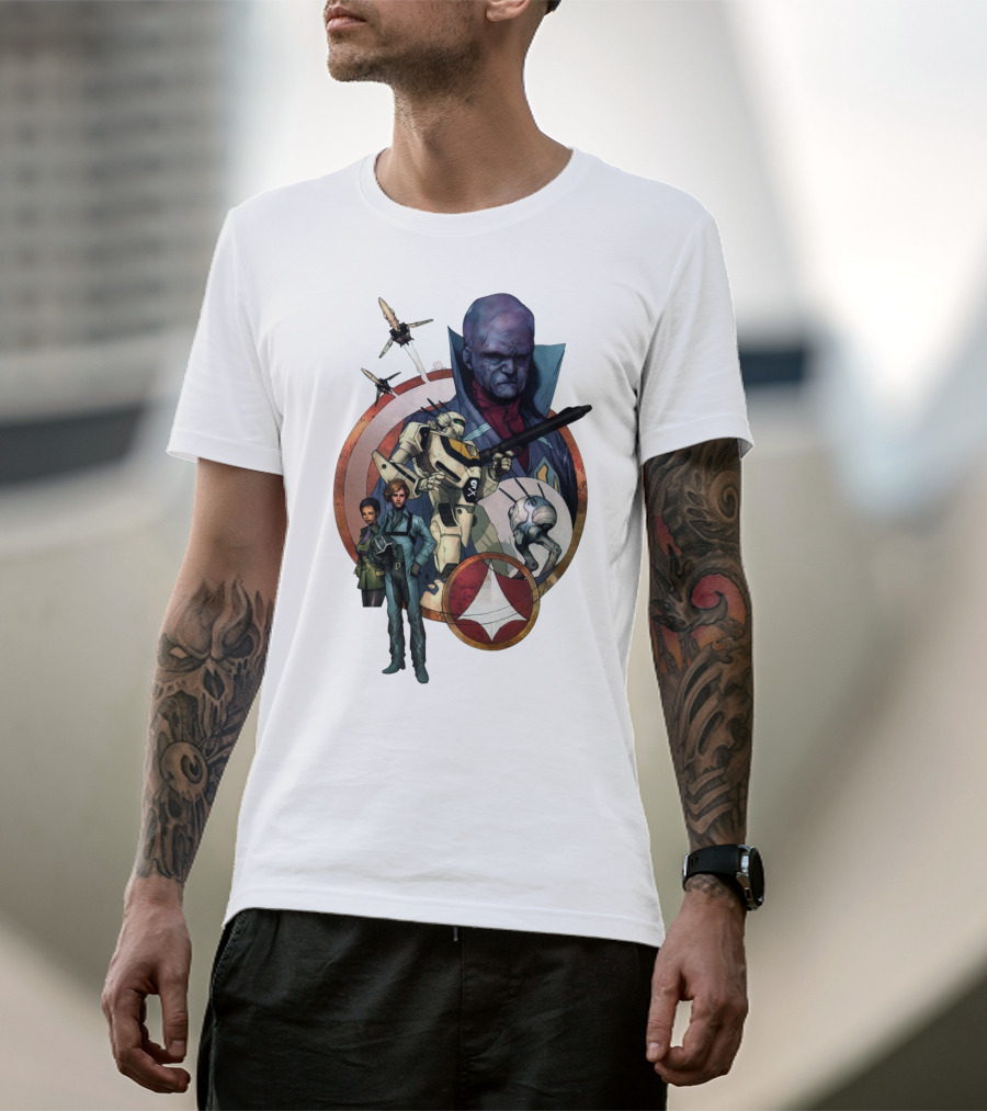 Robotech RBT Roy Fokker Lisa Hunter Zentraedi Logo Battle T-Shirt