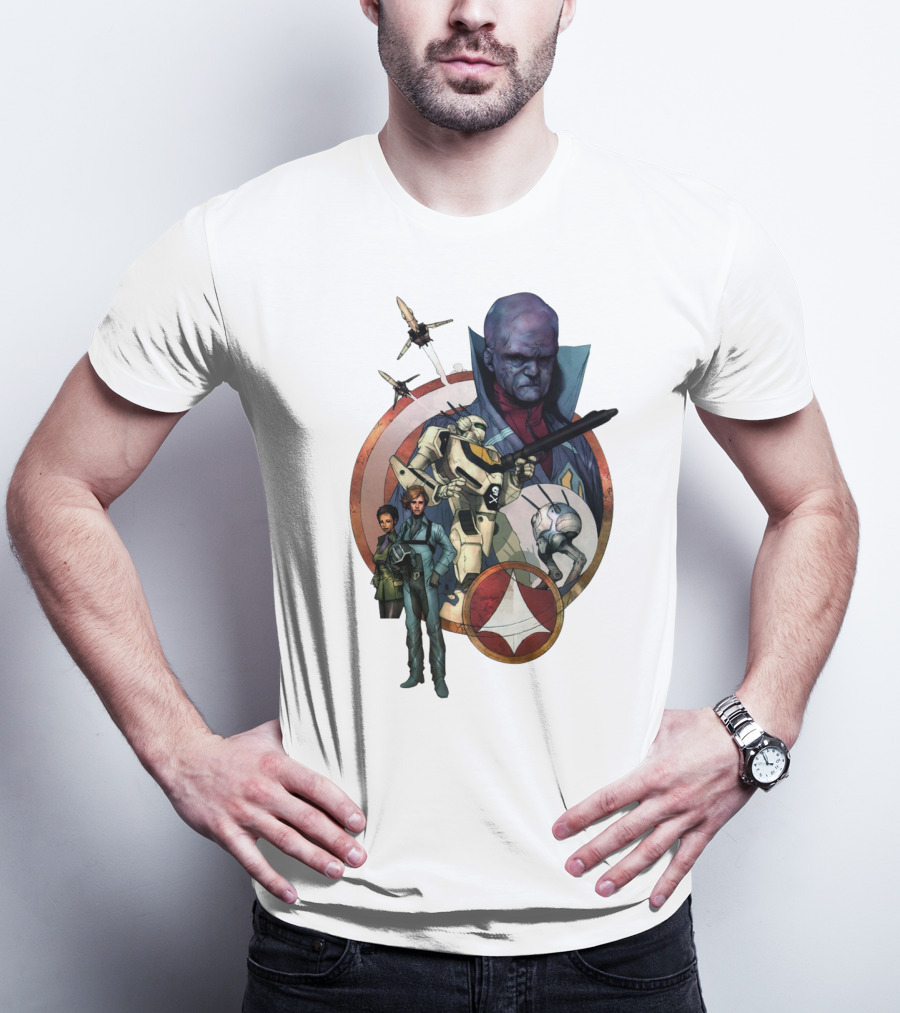 Robotech RBT Roy Fokker Lisa Hunter Zentraedi Logo Battle T-Shirt