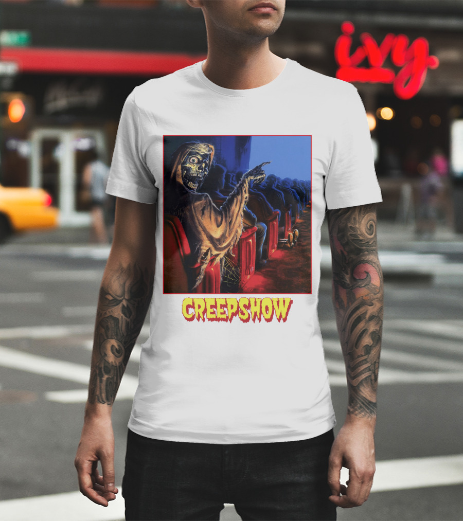Creepshow Skeleton Ushers Menacing Audience In Theater Scene T-Shirt