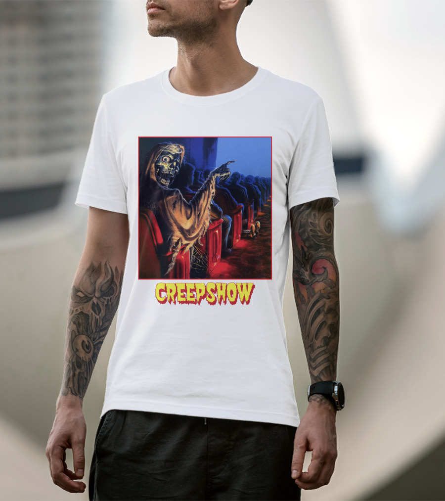 Creepshow Skeleton Ushers Menacing Audience In Theater Scene T-Shirt