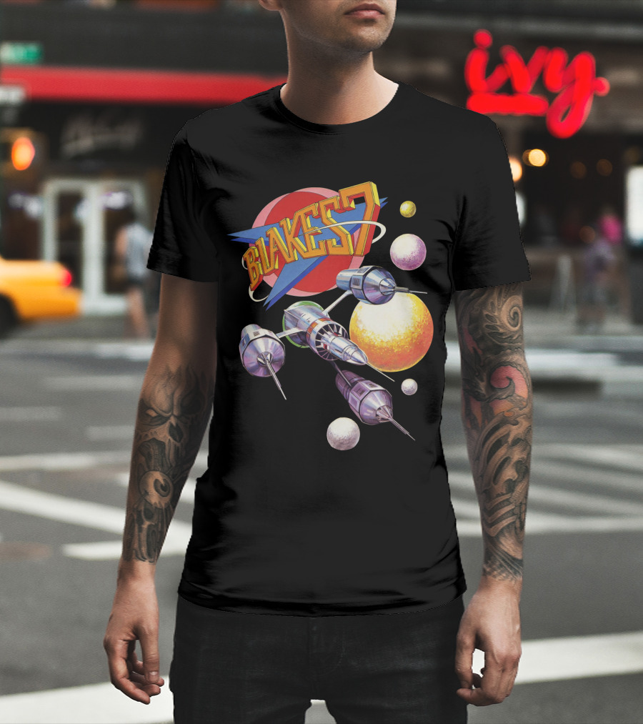 Blake's 7 Annual Retro Sci-Fi Spaceship And Planets T-Shirt