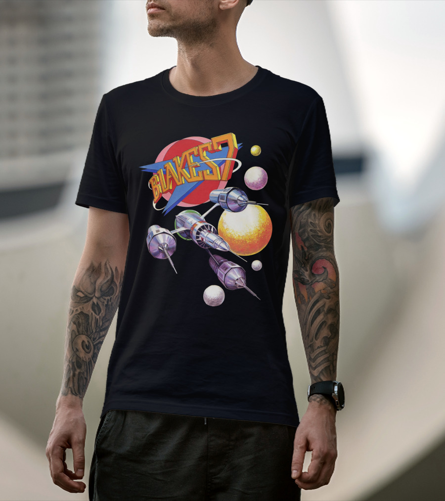 Blake's 7 Annual Retro Sci-Fi Spaceship And Planets T-Shirt