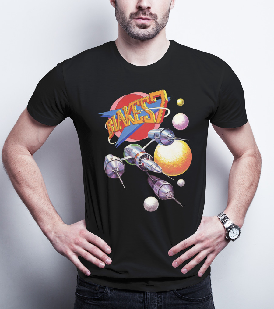 Blake's 7 Annual Retro Sci-Fi Spaceship And Planets T-Shirt
