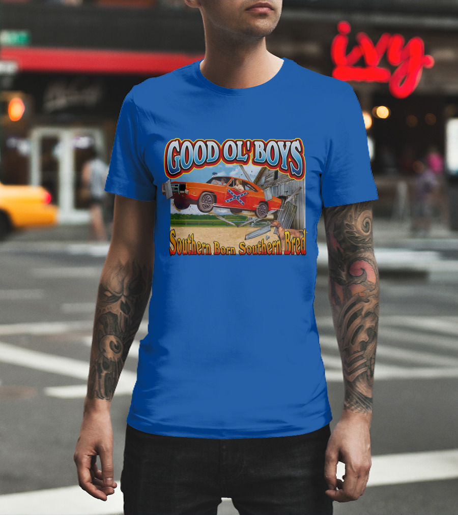Good Ol' Boys Southern Born Southern Bred Dukes Of Hazzard Car Jump Scene T-Shirt