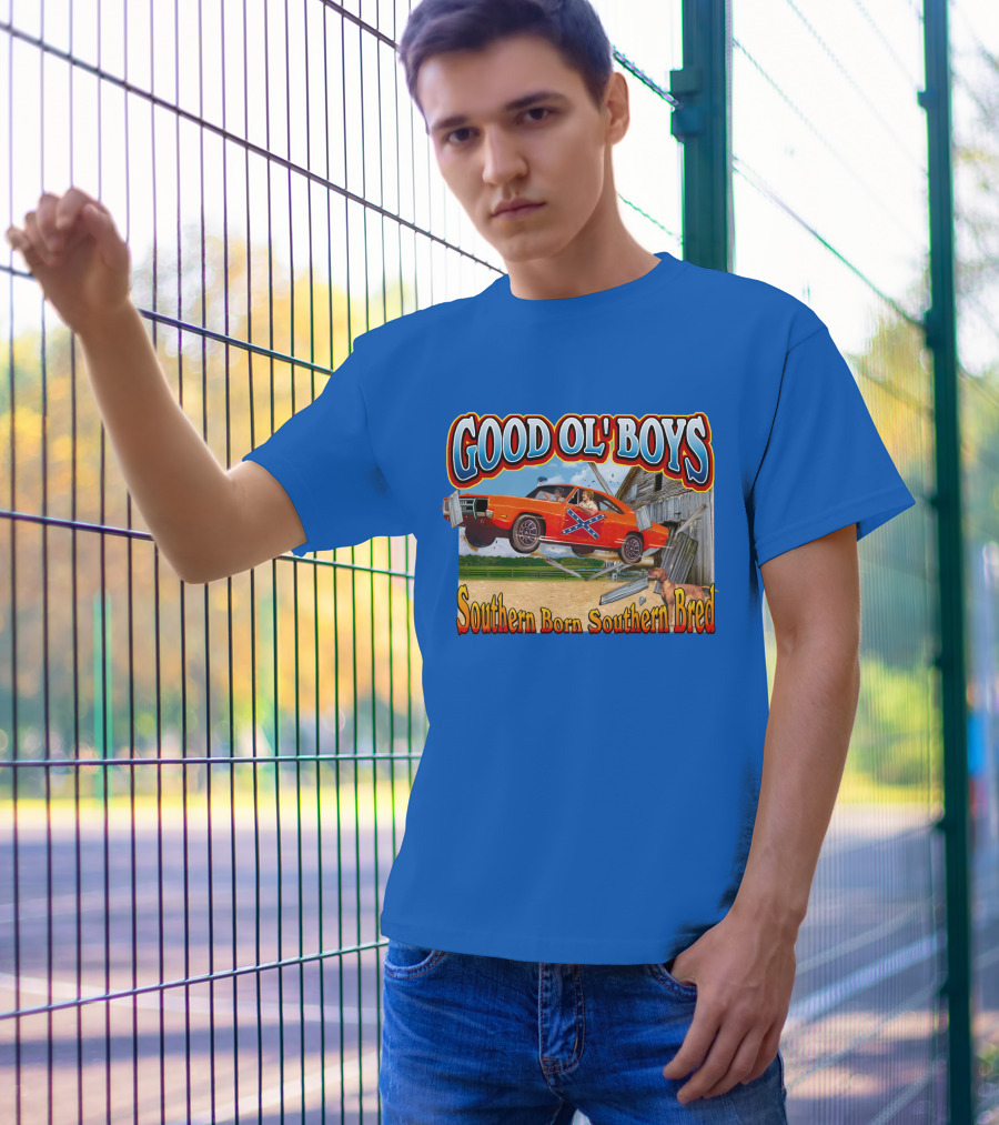 Good Ol' Boys Southern Born Southern Bred Dukes Of Hazzard Car Jump Scene T-Shirt