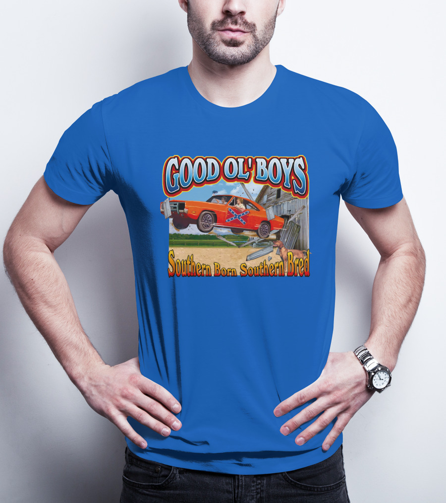 Good Ol' Boys Southern Born Southern Bred Dukes Of Hazzard Car Jump Scene T-Shirt
