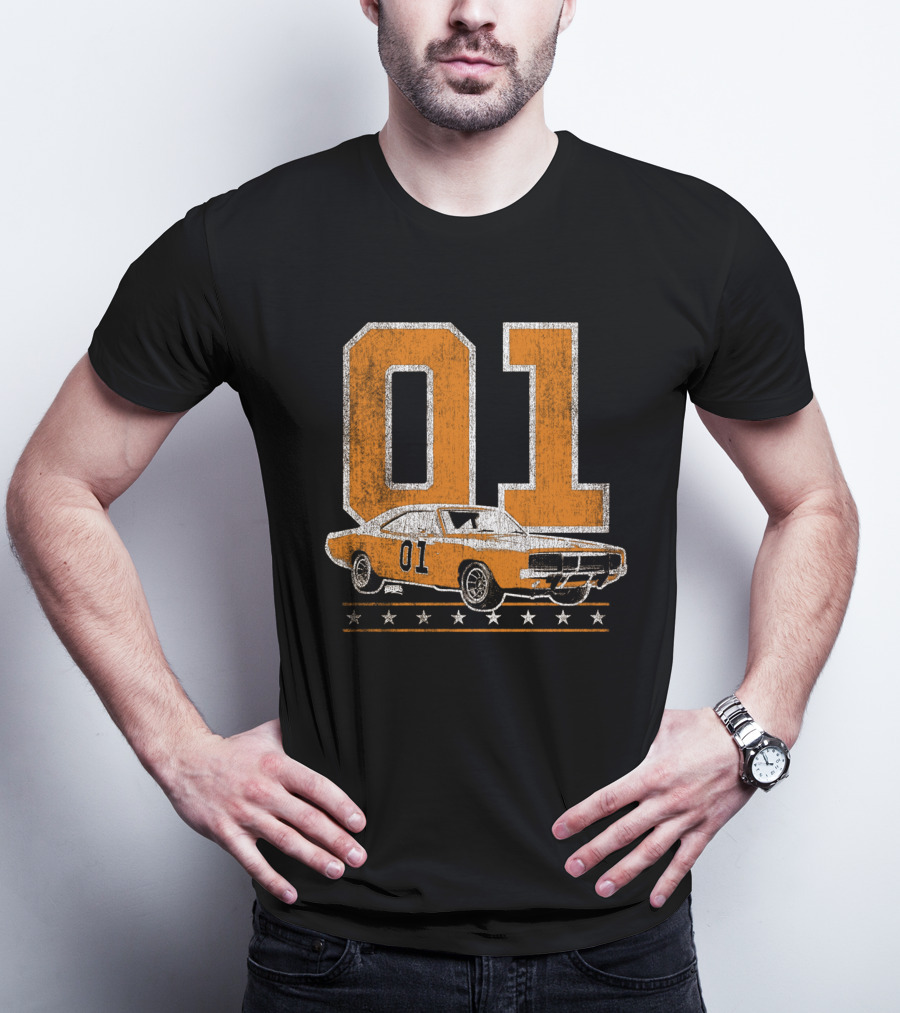 01 General Lee Dukes Of Hazzard Car Stars T-Shirt