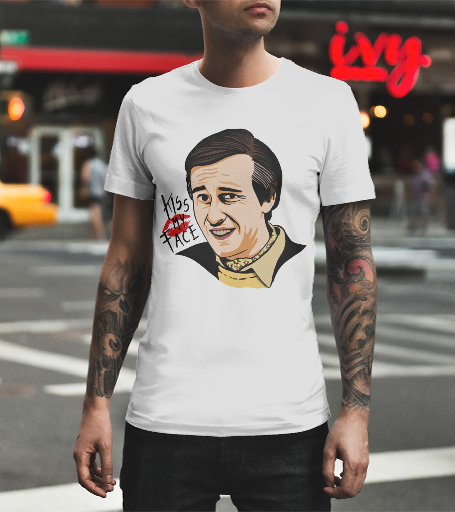Alan Partridge Kiss My Face Retro Portrait With Lipstick T-Shirt