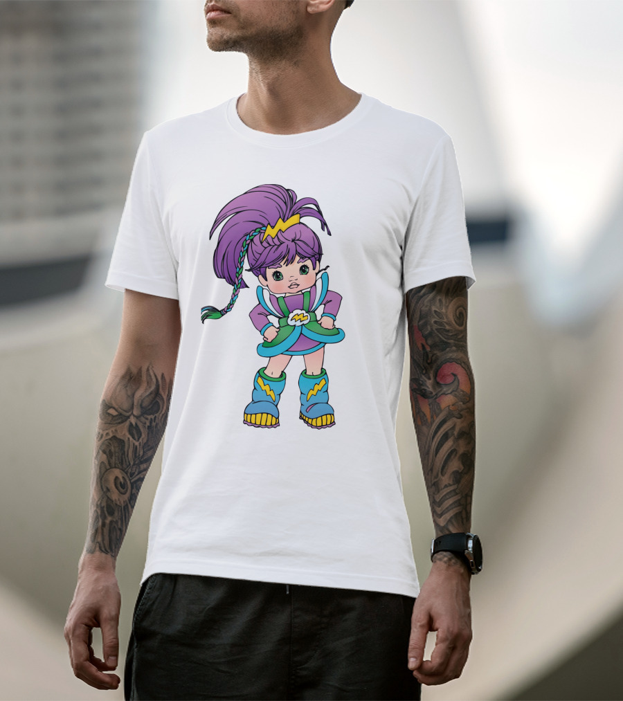 Rainbow Brite Stormy Character With Purple Hair And Lightning Bolt T-Shirt