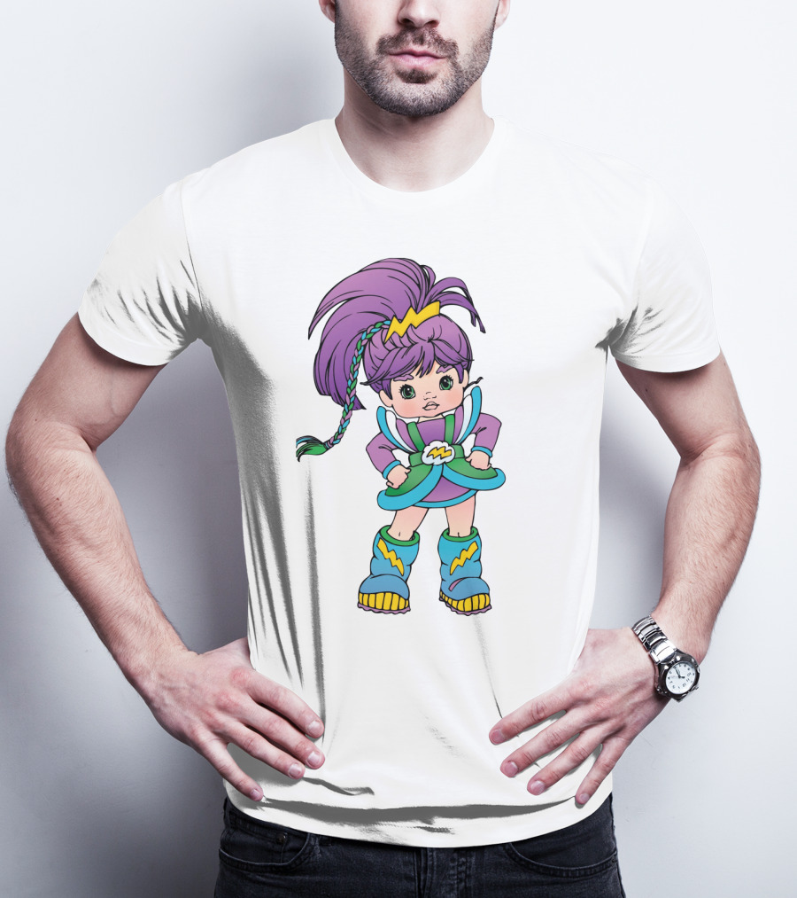 Rainbow Brite Stormy Character With Purple Hair And Lightning Bolt T-Shirt