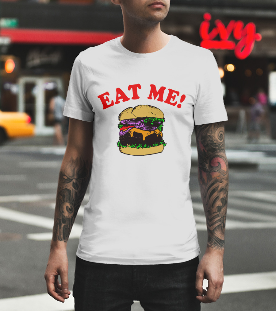 Captain Spaulding Eat Me Burger Text T-Shirt