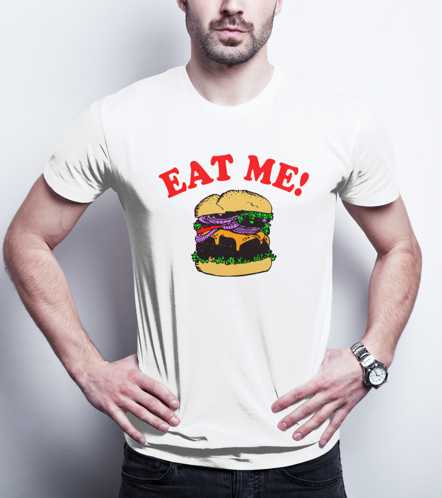 Captain Spaulding Eat Me Burger Text T-Shirt