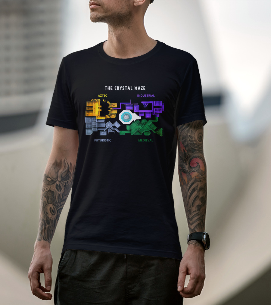 The Crystal Maze Map Aztec Industrial Futuristic Medieval T-Shirt
