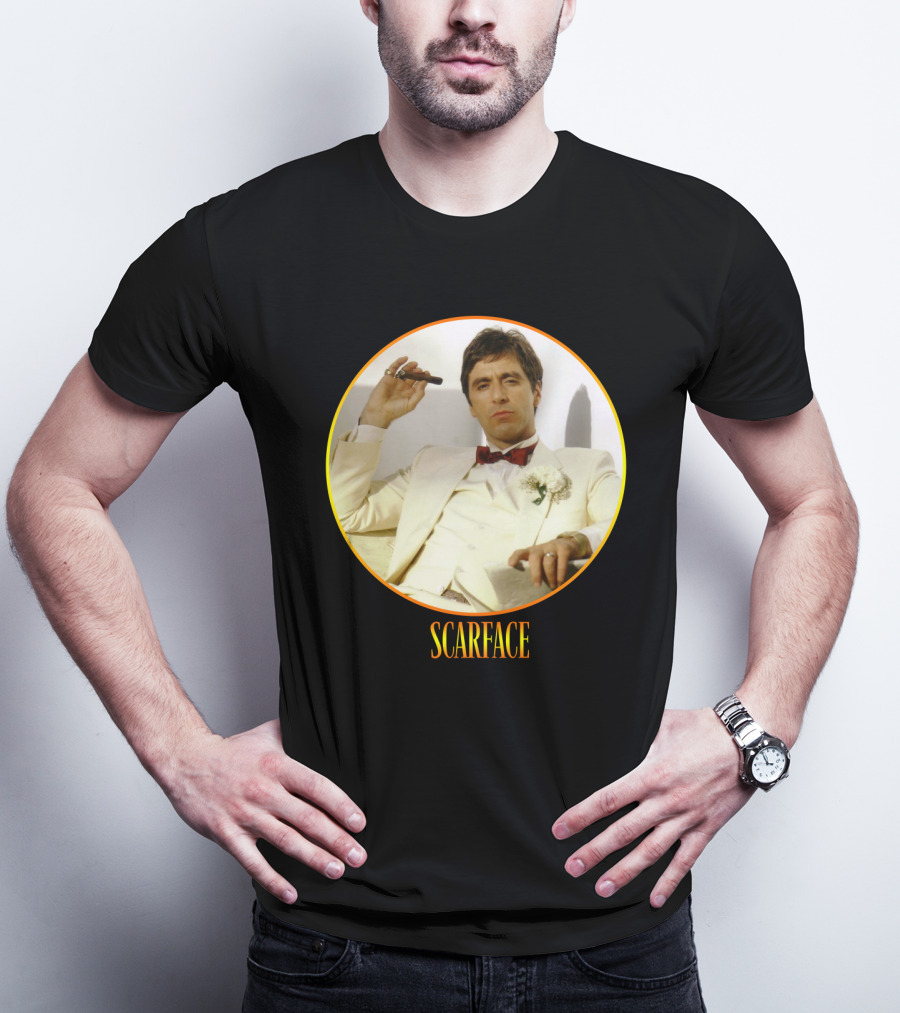 Scarface Iconic Movie Character In Circle Frame T-Shirt