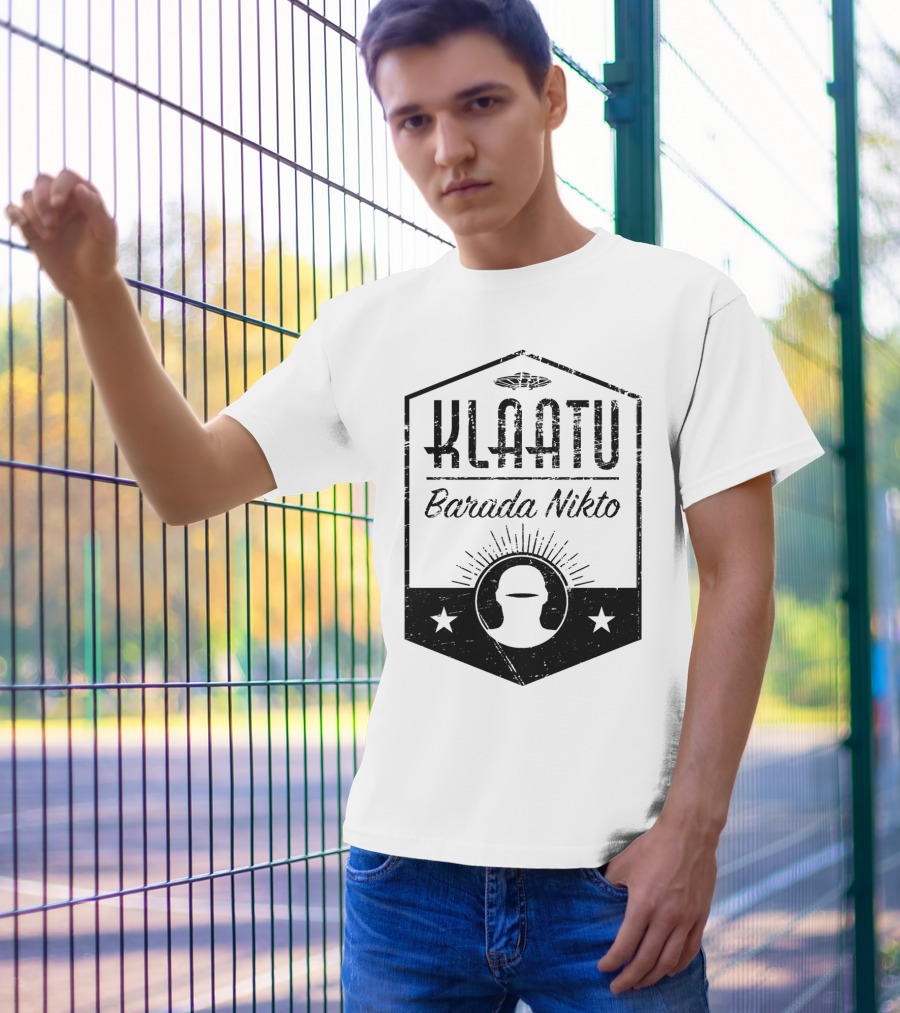 Klaatu Barada Nikto The Day The Earth Stood Still Spaceship Icon Retro Badge T-Shirt