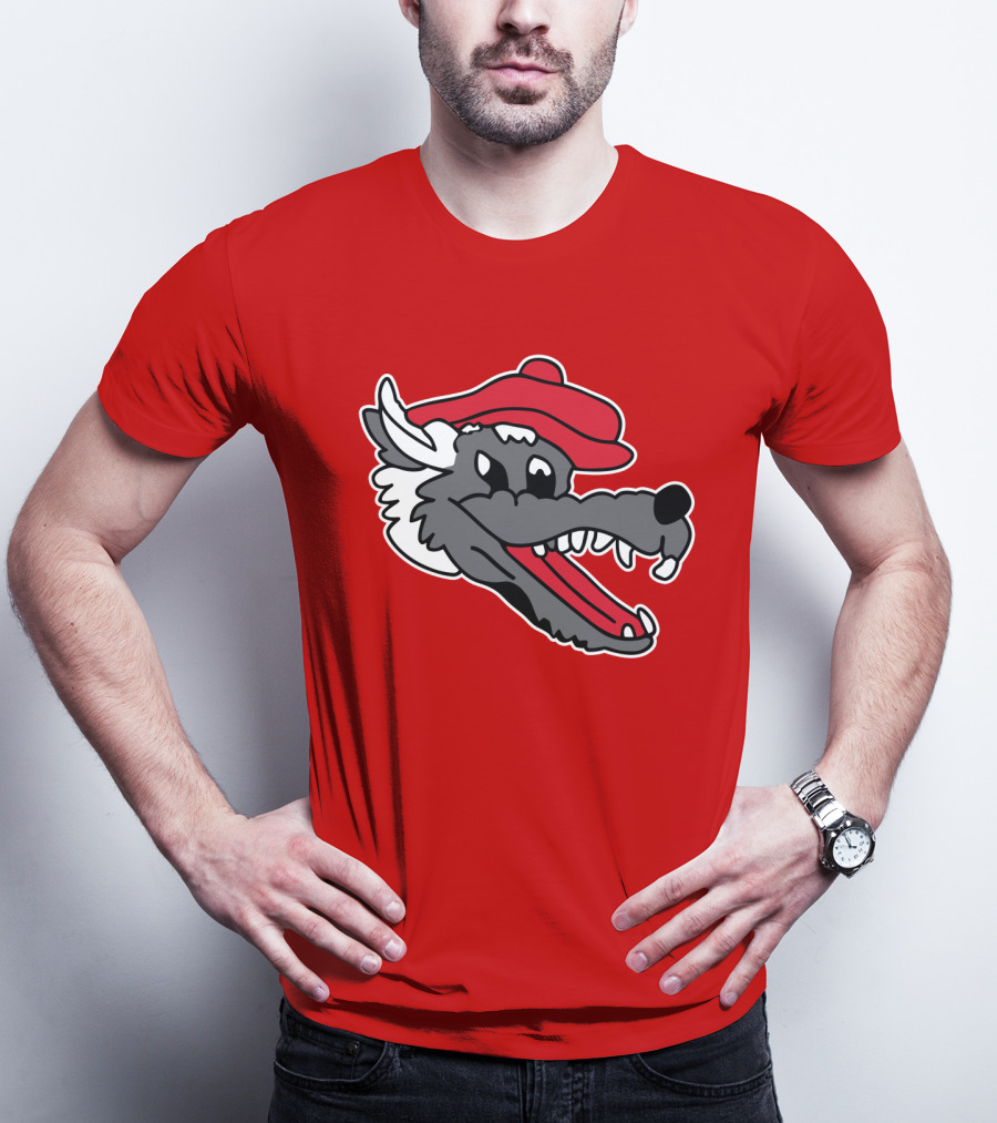 Ridgemont Wolves Cartoon Wolf In Red Beret T-Shirt