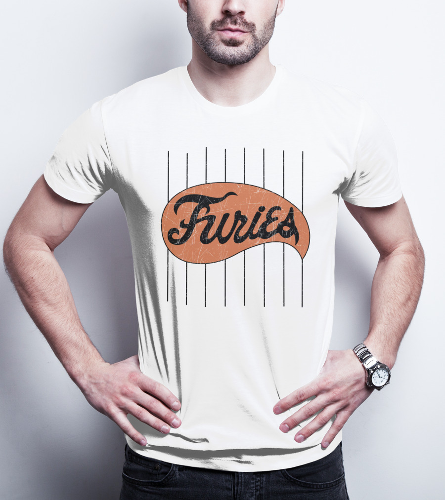 Furies Retro Baseball Style Text With Vertical Stripes T-Shirt