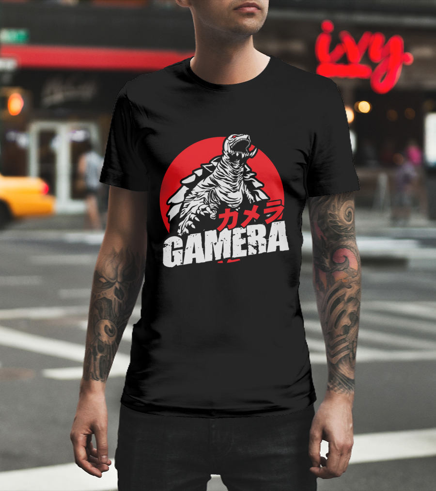 GAMERA Flying Turtle Kaiju Red Circle Background T-Shirt