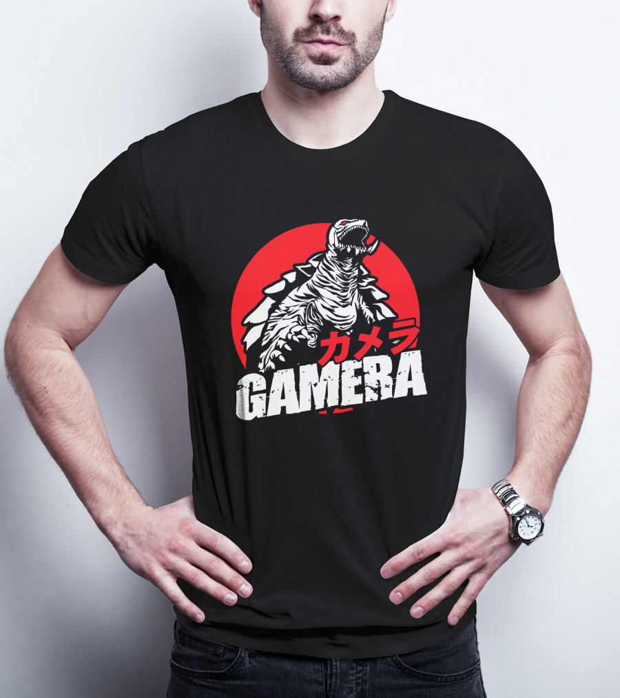 GAMERA Flying Turtle Kaiju Red Circle Background T-Shirt