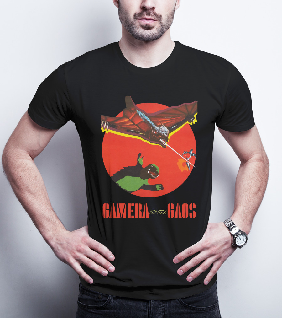 Gamera Kontra Gaos Retro Monster Battle Scene T-Shirt