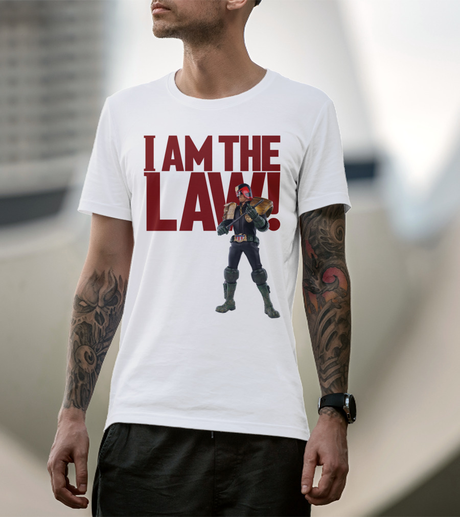 Judge Dredd I Am The Law Action Figure Stance T-Shirt