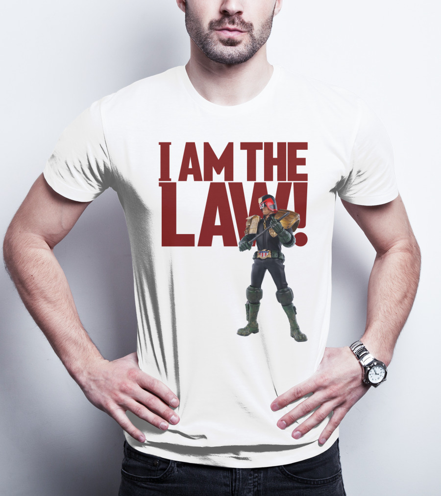 Judge Dredd I Am The Law Action Figure Stance T-Shirt