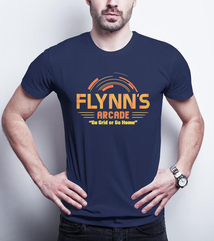 Flynn's Arcade Go Grid Or Go Home Retro Gaming T-Shirt
